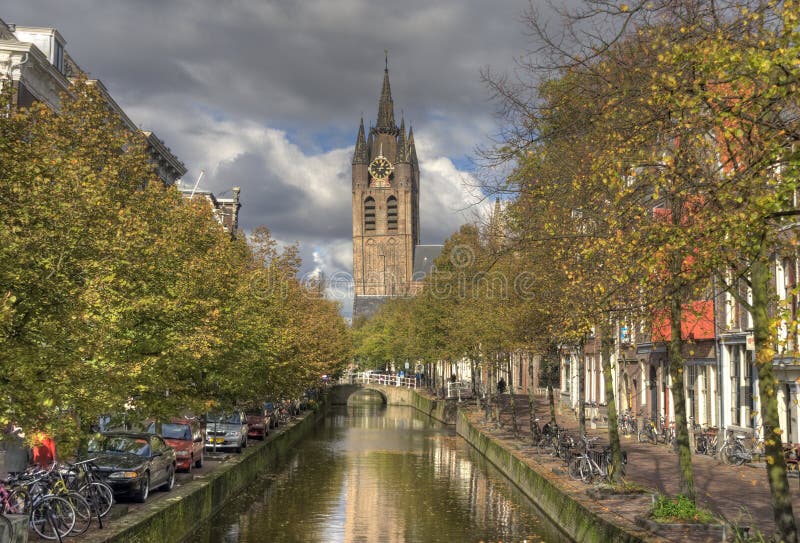 Delft, Holland stock photo. Image of rain, clock, autumn - 17403762