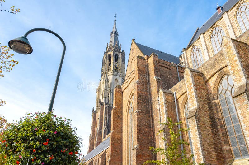 The Tower of the New Church in Delft Editorial Image - Image of kerk ...