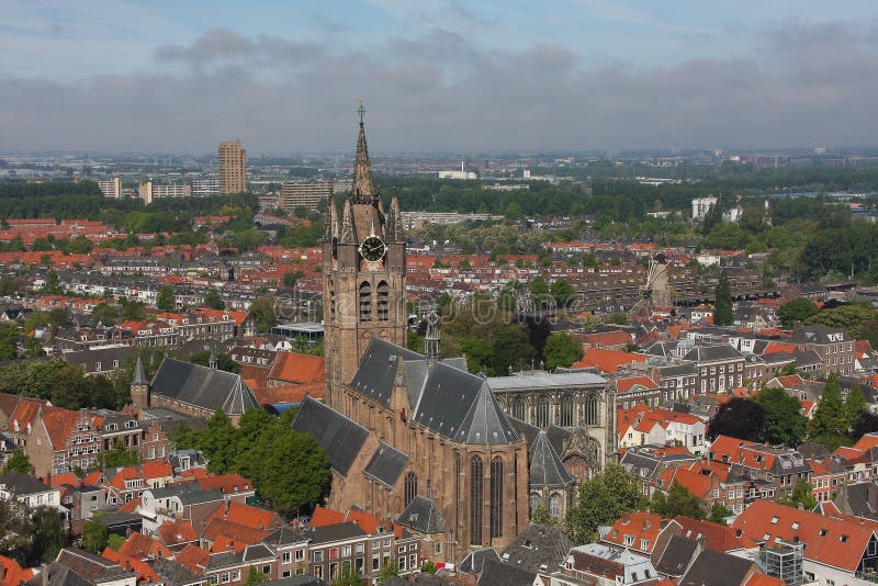 DELFT SKYLINE MARKET SQUARE CITY HALL VIEW FROM ABOVE Stock Photo ...
