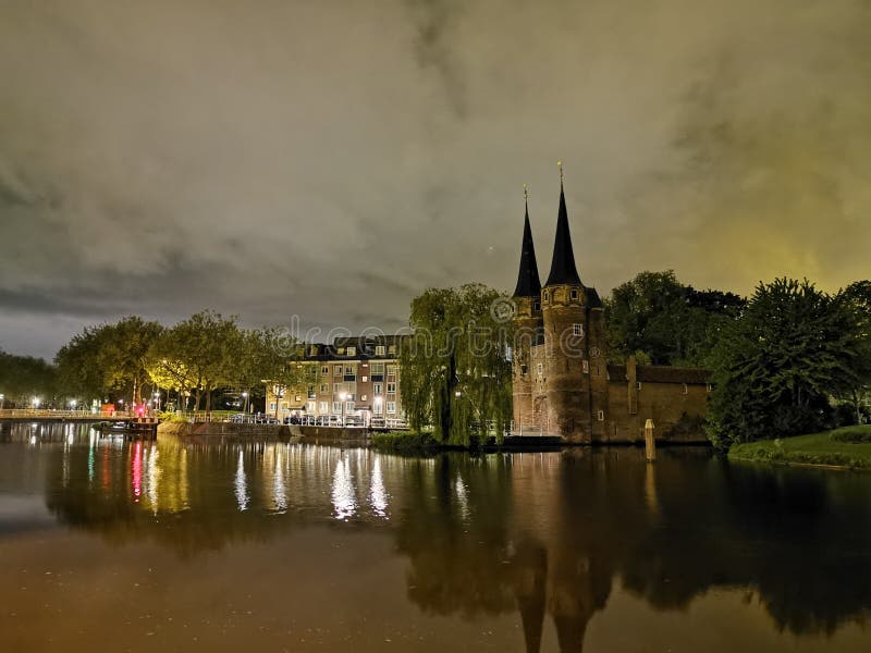 Delft by night stock photo. Image of delft, oostpoort - 146721146
