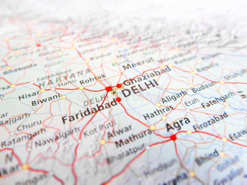 Delhi City Over a Road Map India Stock Photo - Image of streets, delhi ...