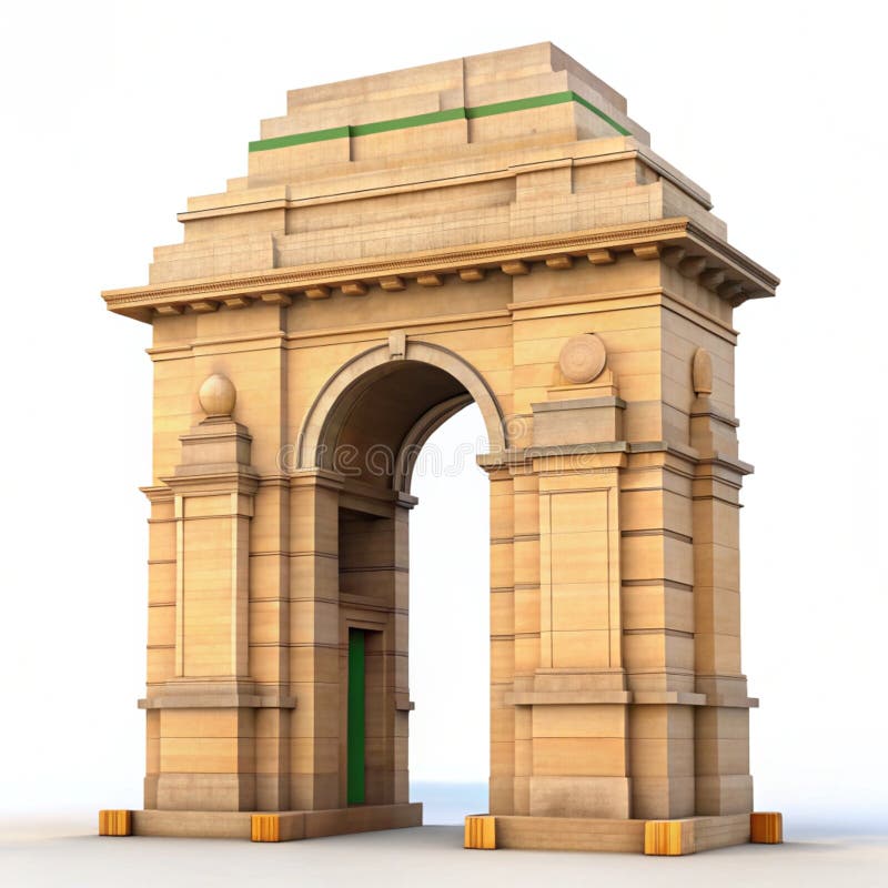 Delhi India Gate 3D stock illustration. Illustration of exploration ...