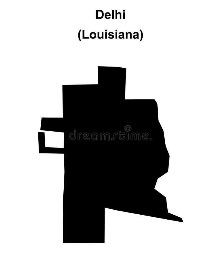Delhi outline map stock vector. Illustration of louisiana - 387343074