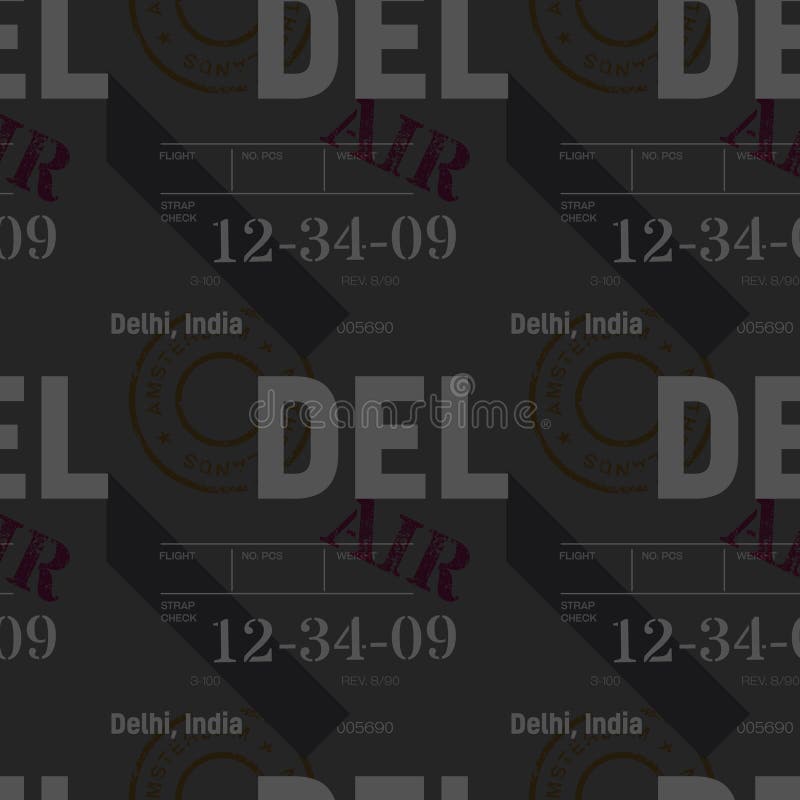 Delhi luggage tag pattern stock vector. Illustration of backdrop ...