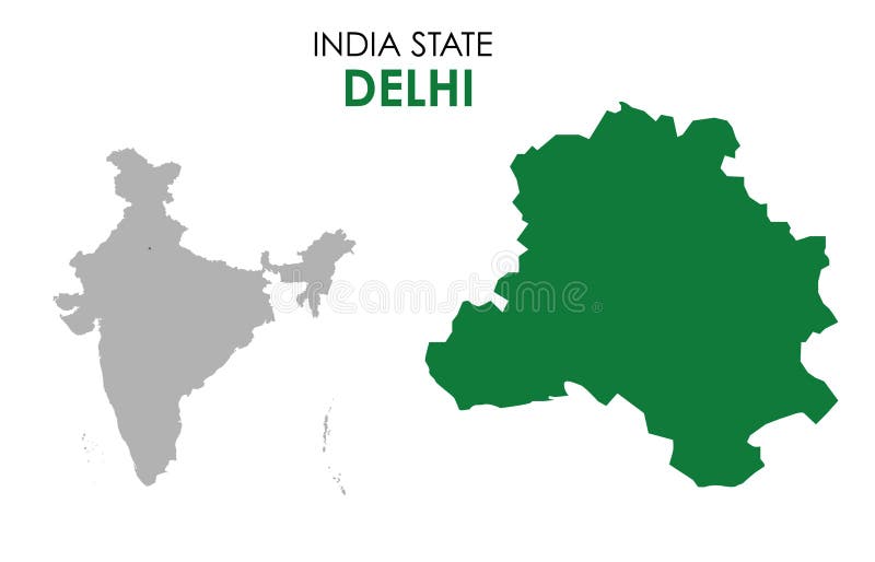 Delhi Map of Indian State. Delhi Map Vector Illustration Stock Vector ...