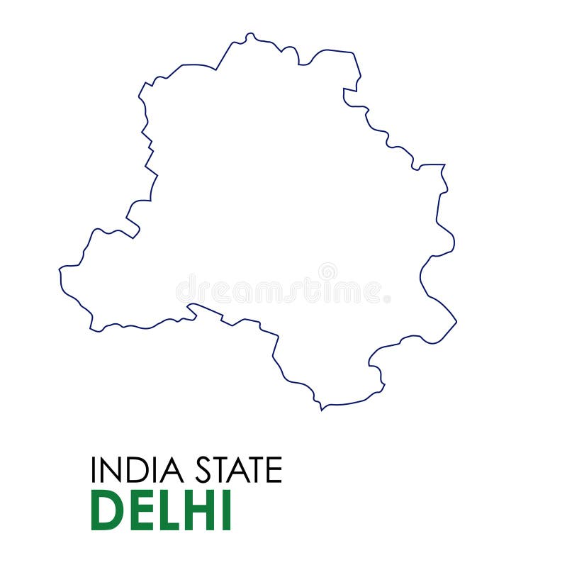 Delhi Map of Indian State. Delhi Map Vector Illustration Stock Vector ...