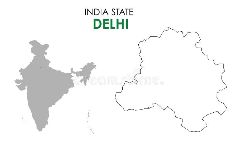 Delhi Map of Indian State. Delhi Map Vector Illustration Stock Vector ...
