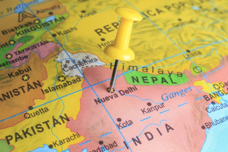 Delhi Pinned on a Map with the Flag of India Stock Image - Image of ...