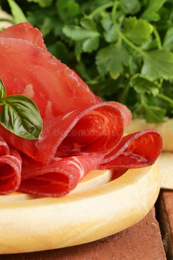 Deli Meat Smoked Meat Bresaola Stock Image - Image of organic, pastrami ...