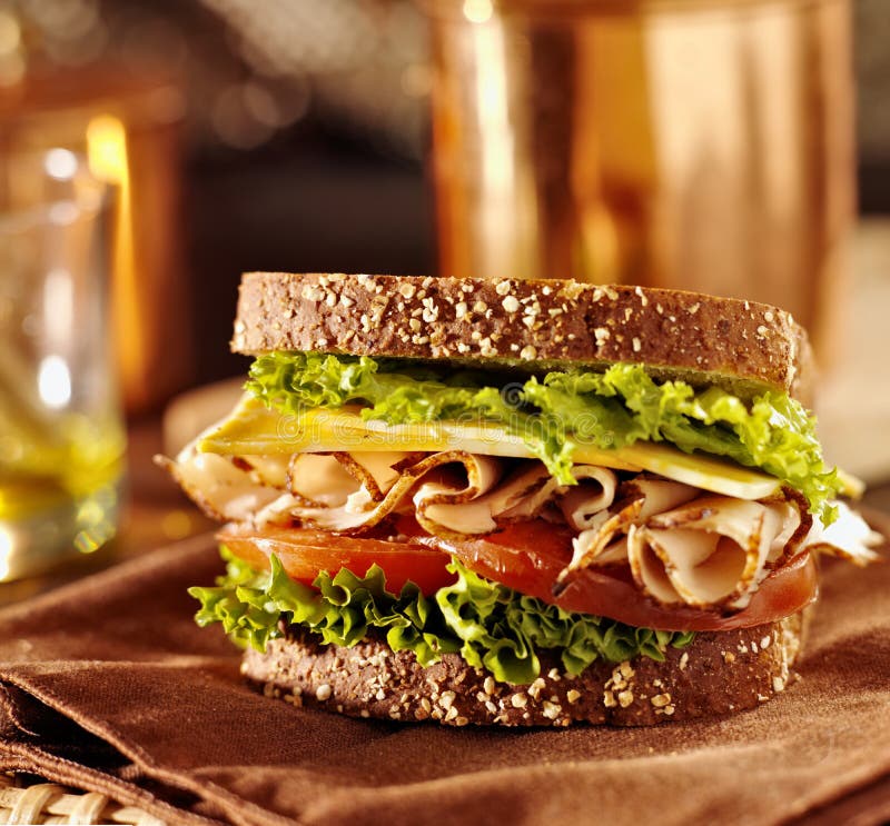 Deli Meat Sandwich with Turkey Stock Photo - Image of meal, napkin ...