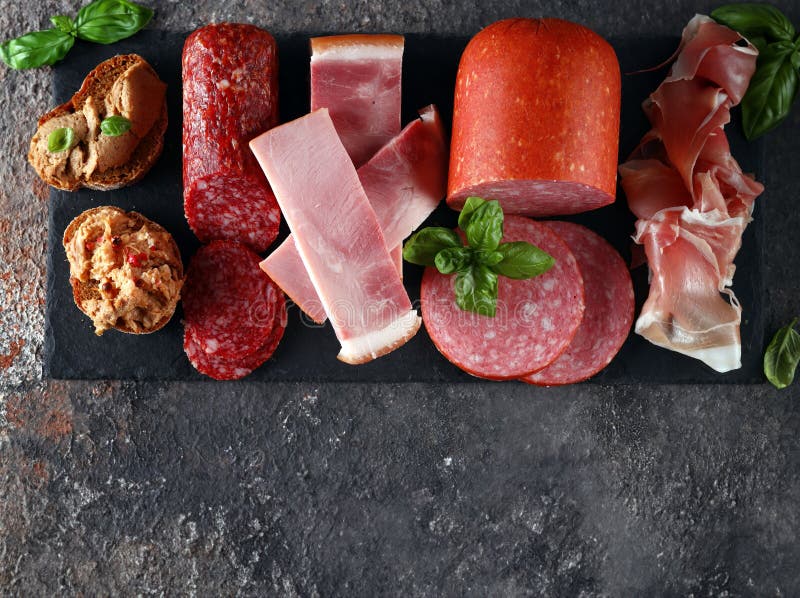 Deli meats sausage, ham stock photo. Image of pork, snack - 287514394