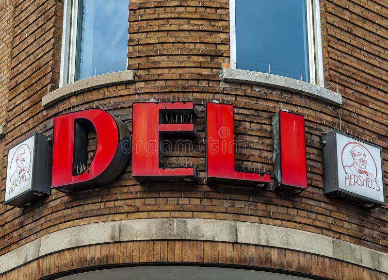 Deli neon sign editorial photography. Image of architecture - 81102852