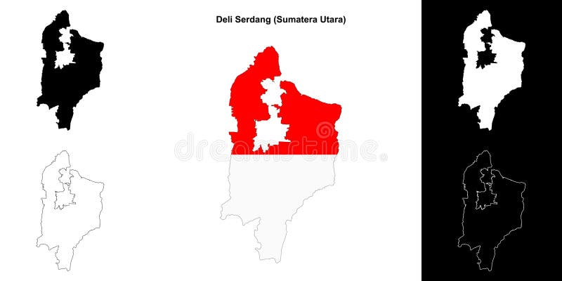 Deli Serdang outline map stock vector. Illustration of sumatera - 356958767