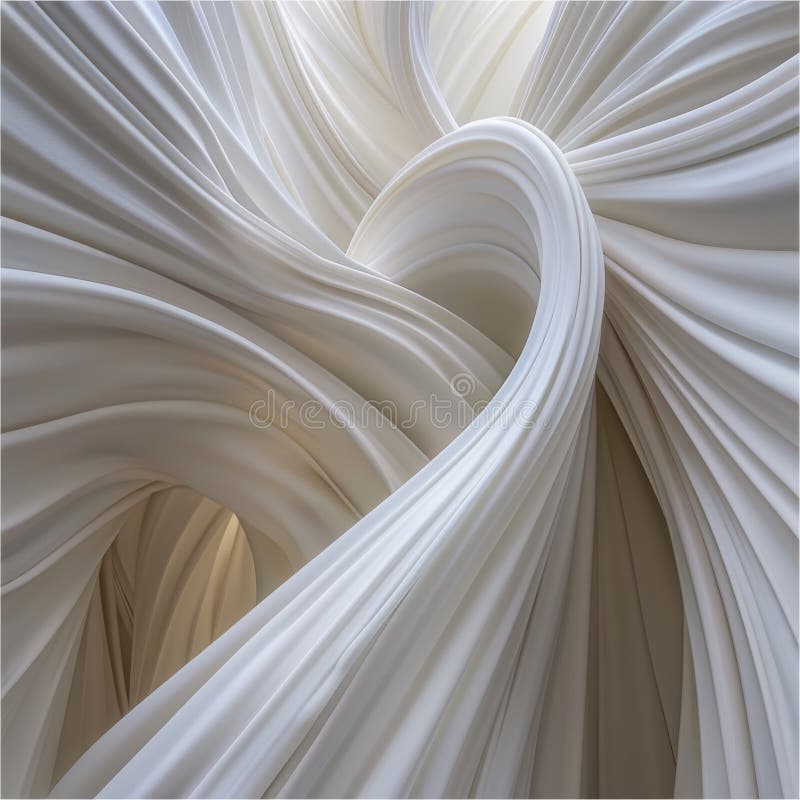 Delicate Abstract White Wave Featuring a Single Blossom with Subtle ...