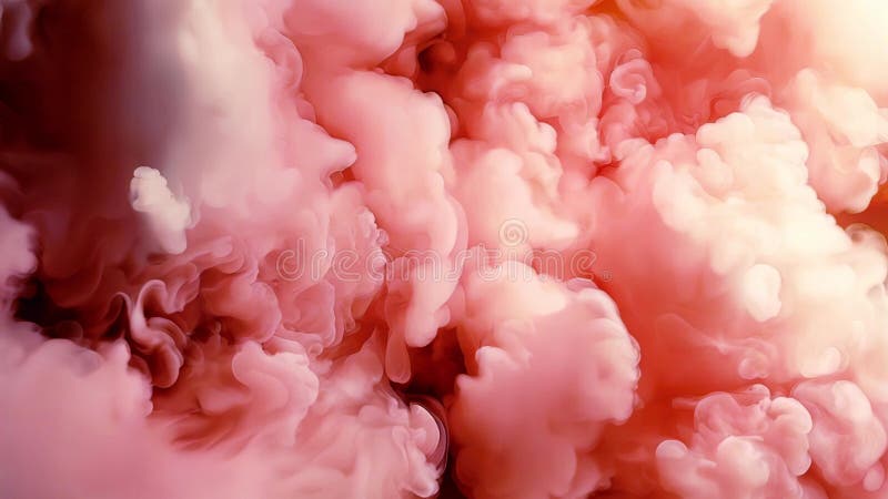 Delicate Animation of Flowing Pink Clouds, Gently Shimmering and ...