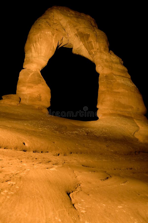 Delicate Arch at Night stock photo. Image of weathered - 8967958