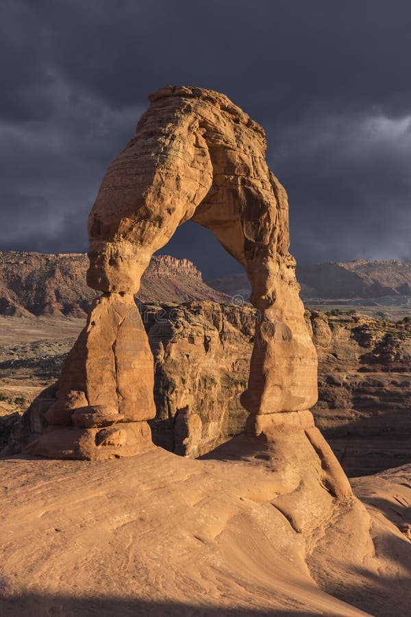 Delicate Arch and Storm Moab Utah Stock Photo - Image of mountain, park ...