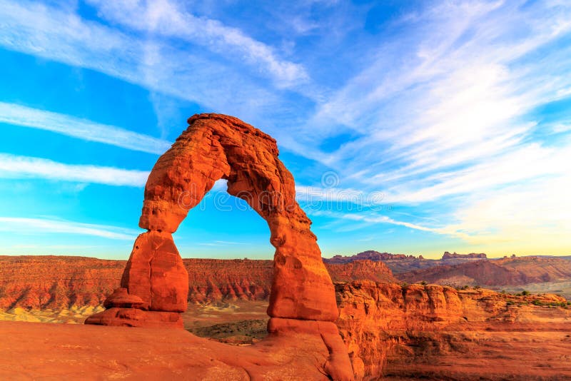 Delicate Arch Near Sunset in Arches National Park Stock Photo - Image ...