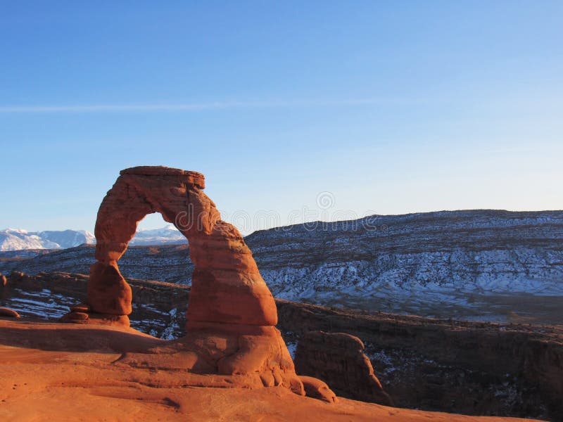 Delicate Arch Winter stock image. Image of colorful, desert - 90189569