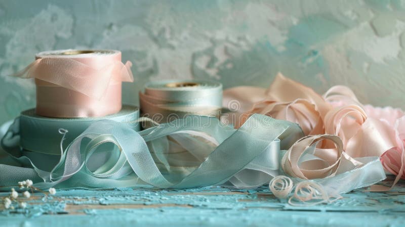 A Delicate Arrangement of Pastelcolored Ribbons Aged with a Touch of ...