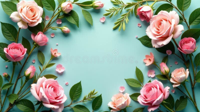 A Delicate Arrangement of Pink Roses and Blossoms Creates a Charming ...