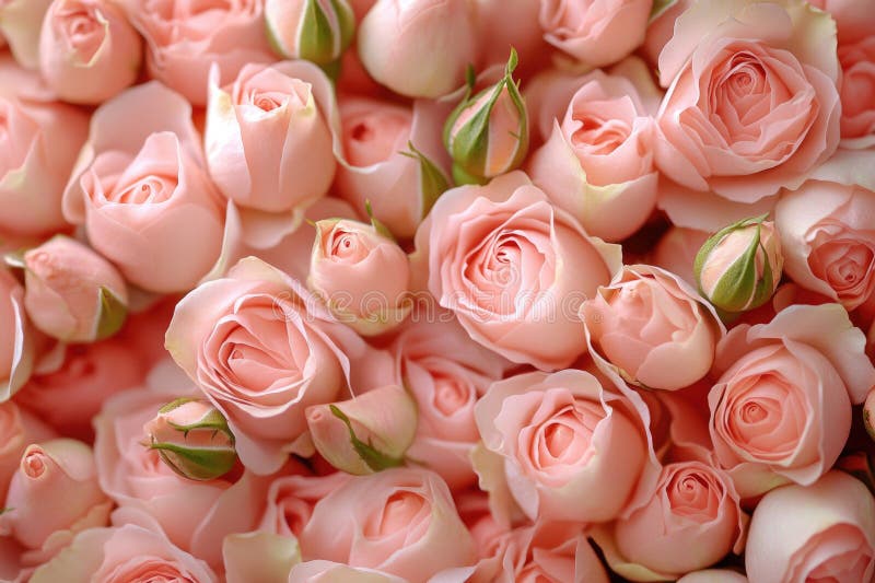 A Delicate Array of Pink Rose Buds Forms a Soft, Textured Background ...