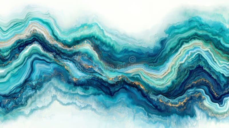 Delicate Azure Flow, Abstract Fluid Art in Blue and Teal Hues, Dynamic ...