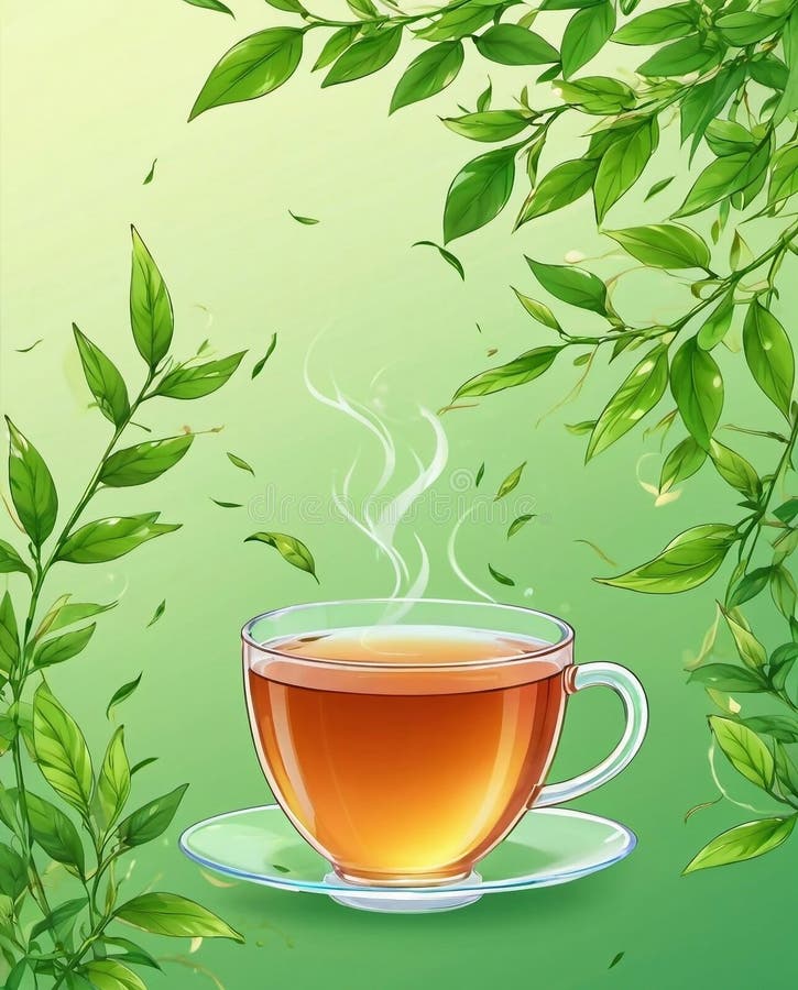 Delicate Background, Thin Transparent Lines, Tea Leaves, Tea Leaf ...