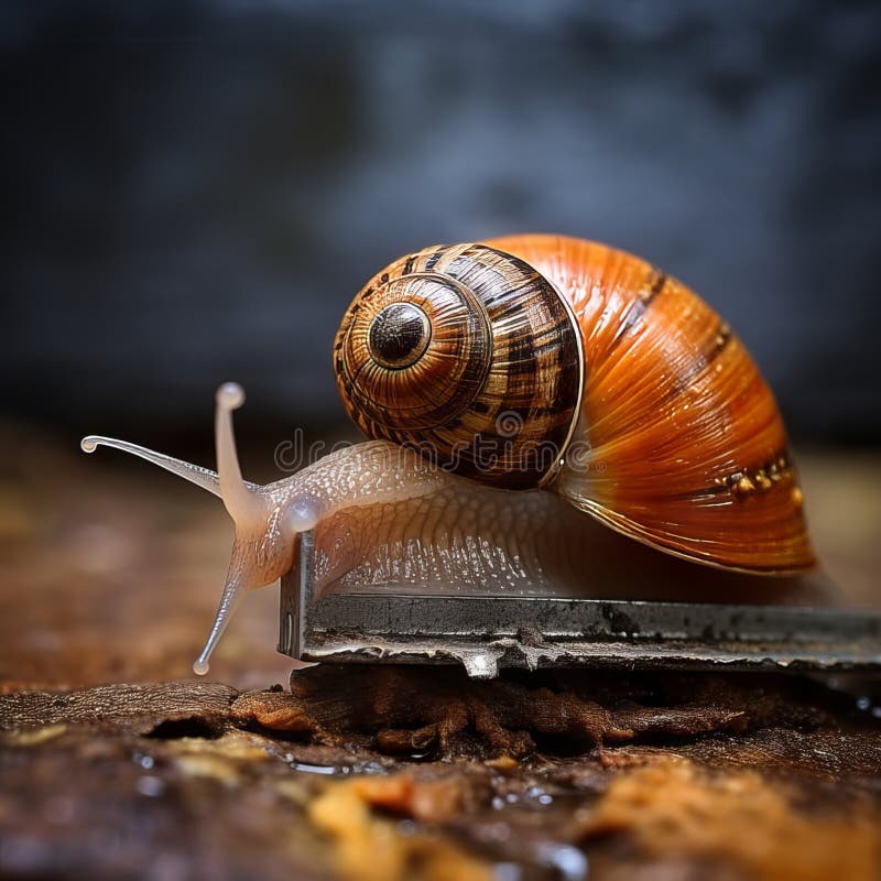 Delicate Balance: a Snail S Slow Journey Over a Razor Blade Stock ...
