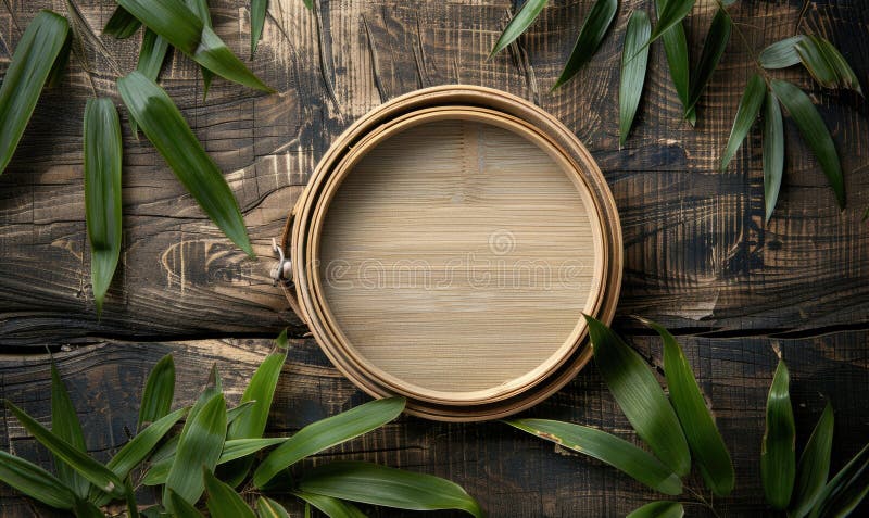 Delicate Bamboo Frame on Minimalistic Natural Material, Space Remember ...