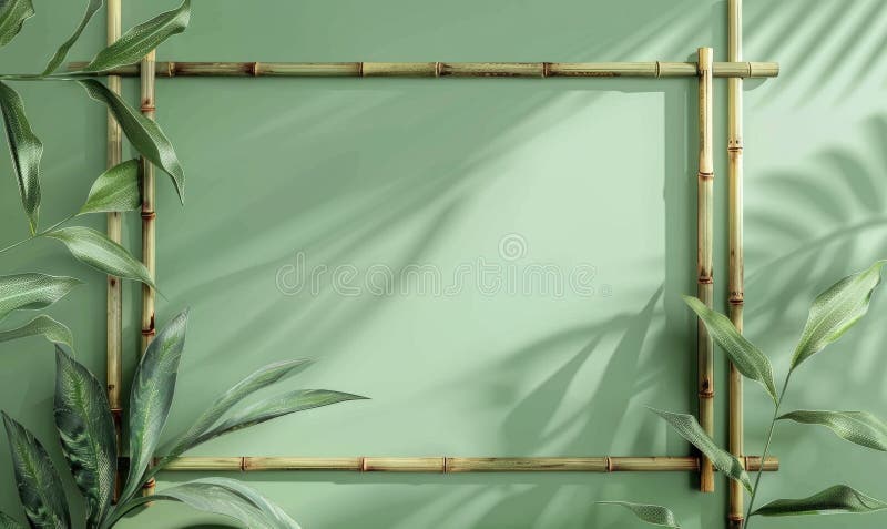 Delicate Bamboo Frame on Minimalistic Natural Material, Space Remember ...