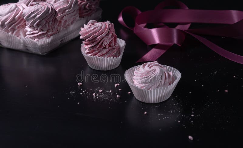 Delicate Berry Marshmallows Zephyr in Front of a Box of Sweets on a ...