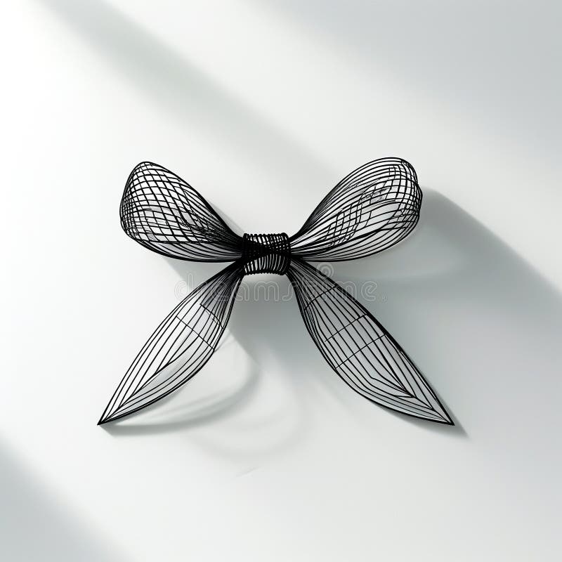 Delicate Black Wire Bow Gracefully Rests on a Softly Lit Surface ...