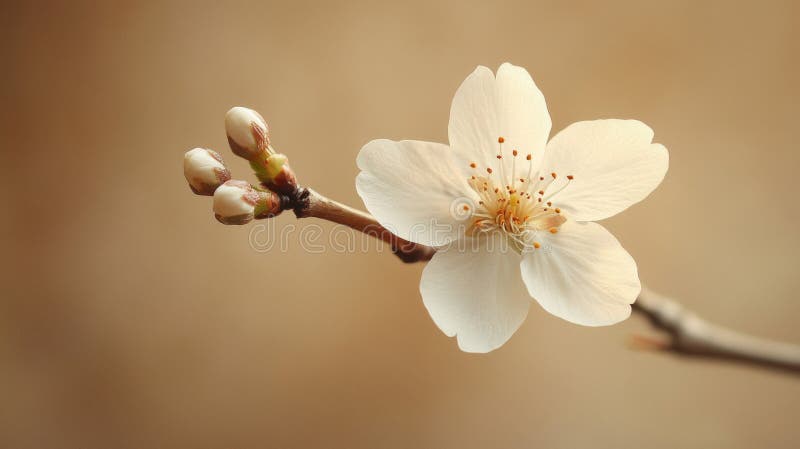 Delicate Blossom Branch with Unopened Buds Stock Illustration ...