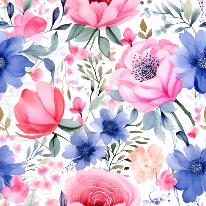 Delicate Blossoms Seamless Wallpaper Stock Illustration - Illustration ...