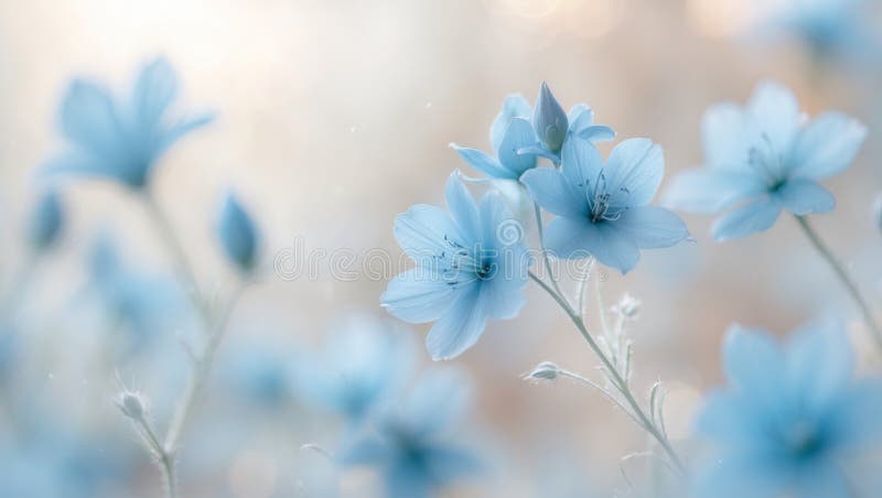 Delicate Blue Flowers Blossom in Soft Focus Stock Photo - Image of ...