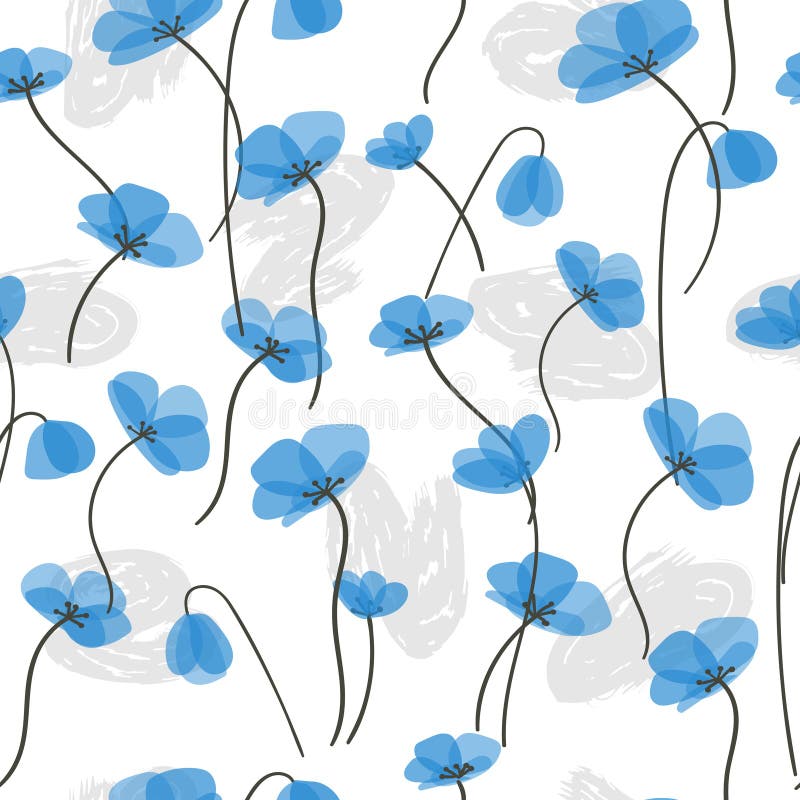 Delicate Blue Flowers Seamless Pattern. Stock Vector - Illustration of ...