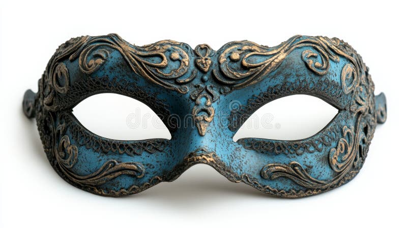 A Delicate Blue Lace Masquerade Mask is Shown Alone on a Transparent ...