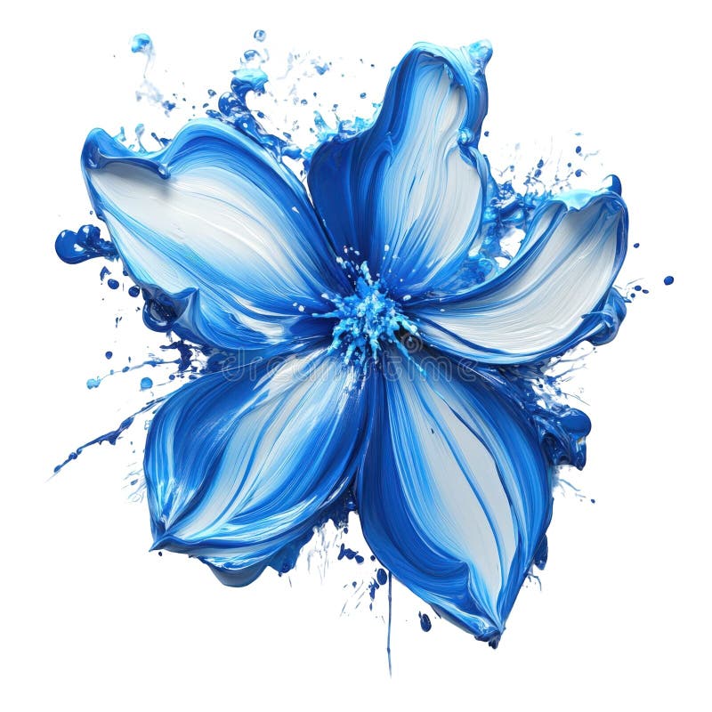 Delicate Blue Liquid Flower Splash Paint Bursting, Transparent ...