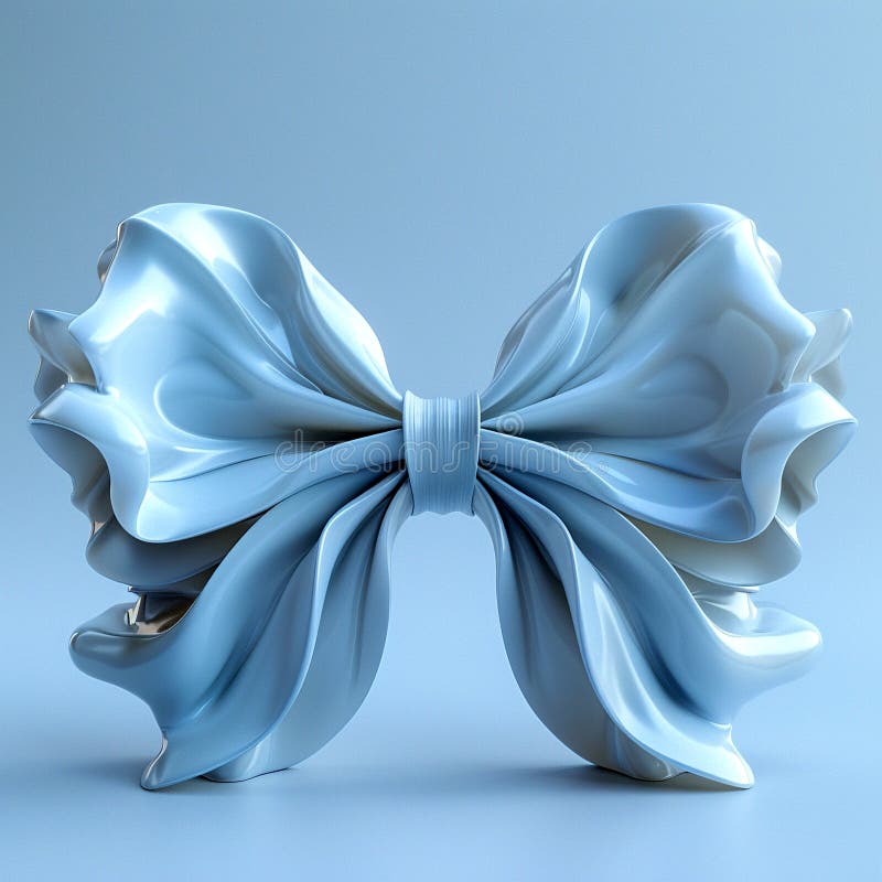 Delicate Blue Ribbon Bow Gracefully Resting on a Smooth Surface Under ...