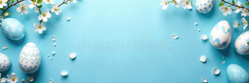 Delicate Blue and White Easter Egg Pattern Banner, Hanging Design ...