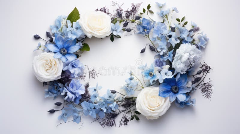 Delicate Blue and White Flower Frame Stock Illustration - Illustration ...