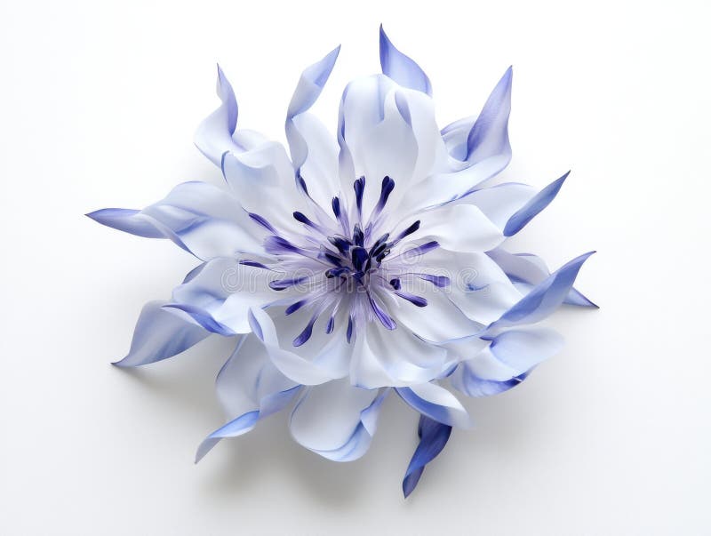 Delicate Blue and White Silk Flower on White Background Stock ...