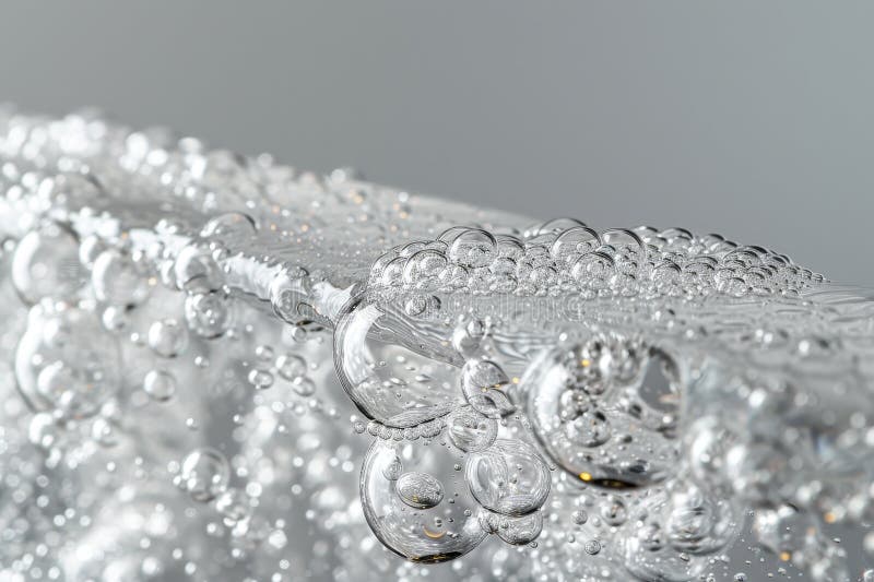 Delicate Bubbles of Clear Water Floating Gracefully Against a Soft Grey ...