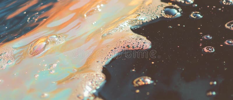 Bubbles Making Gentle Contact with a Surface Against a Dark Background ...