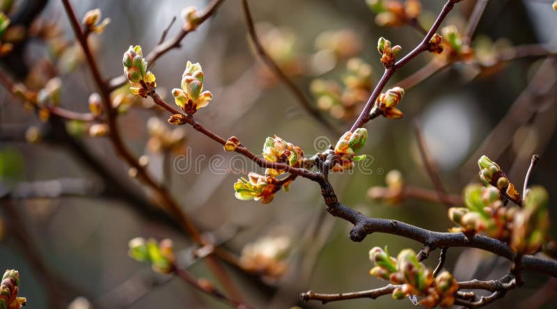The Delicate Budding and Initial Indications of Spring Arrival Stock ...