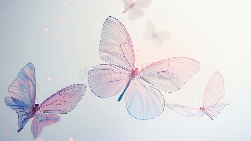 Delicate Butterflies with Translucent Wings, Soft White Backdrop Stock ...