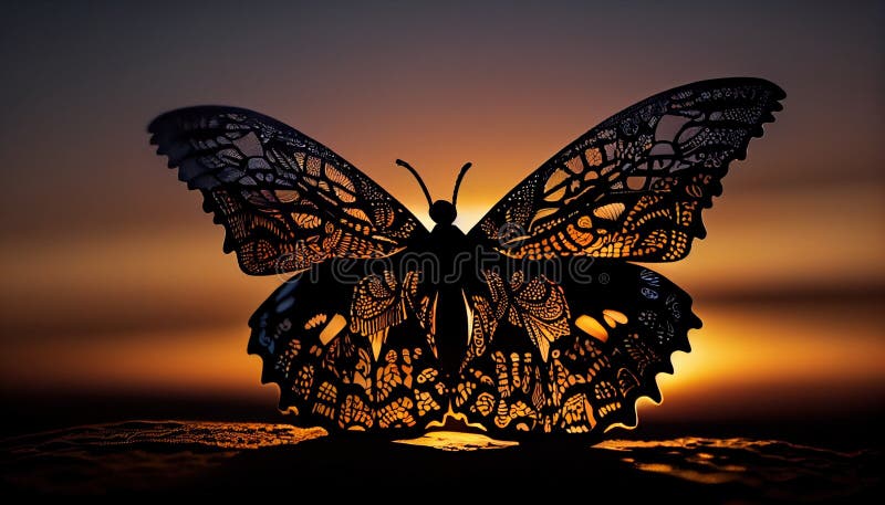 Delicate Butterfly in Sunset Glow, Made with Generative AI Stock ...