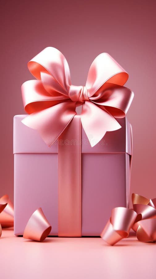 Delicate Charm: Open Gift Box, Pink Bow on Pastel Pink Background ...