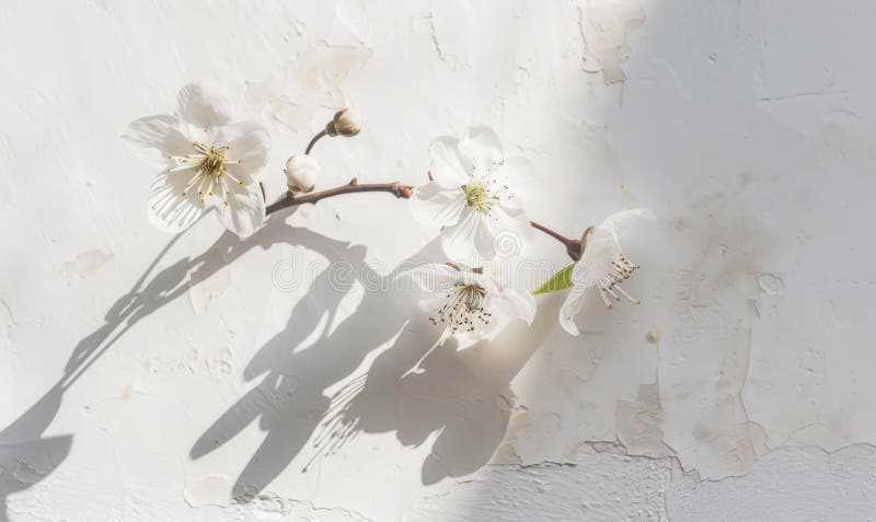 A Delicate Cherry Blossom on a Clean White Backdrop, Casting a Soft ...